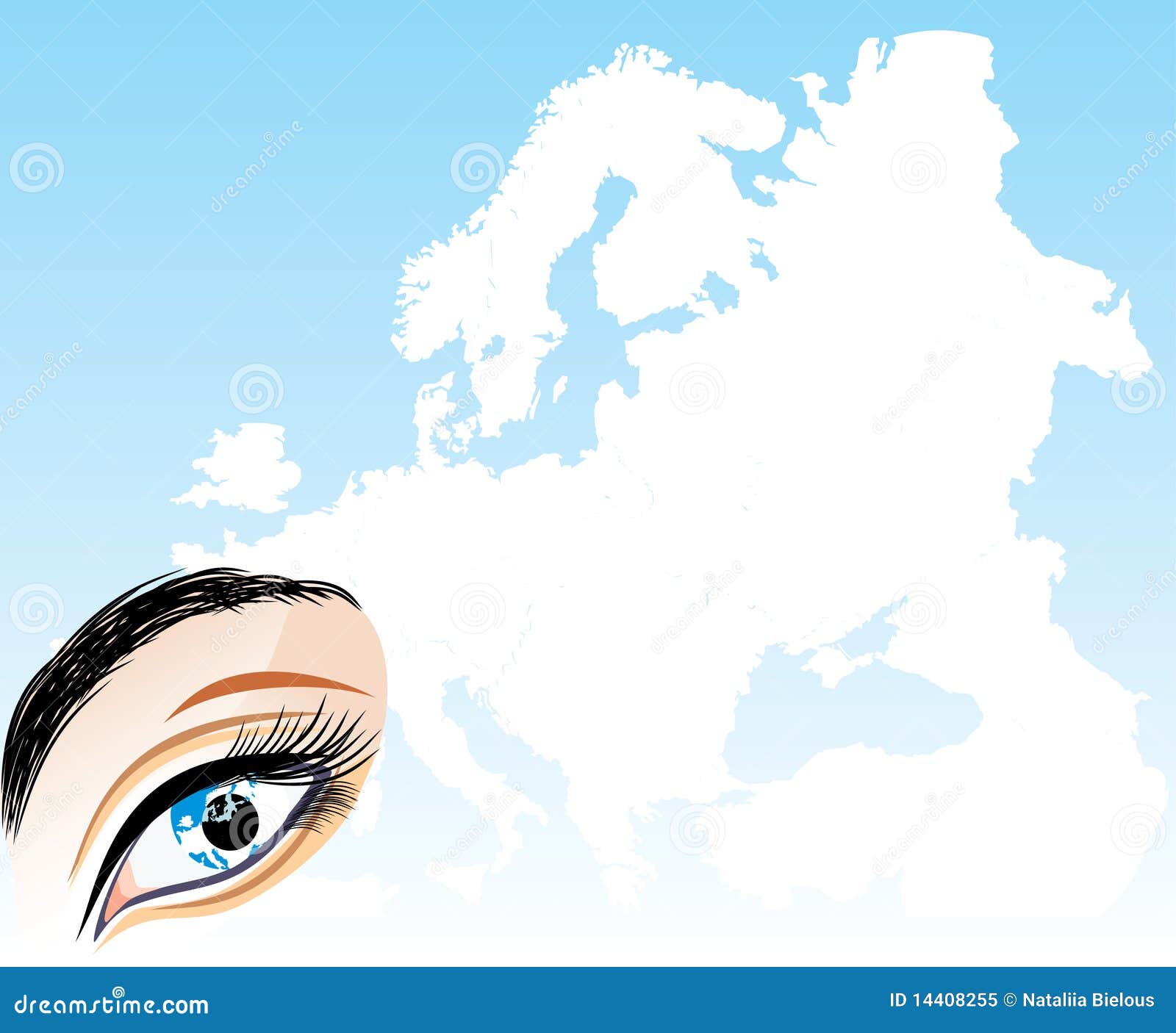 Eye on a Background the Map of Europe Stock Vector - Illustration of ...