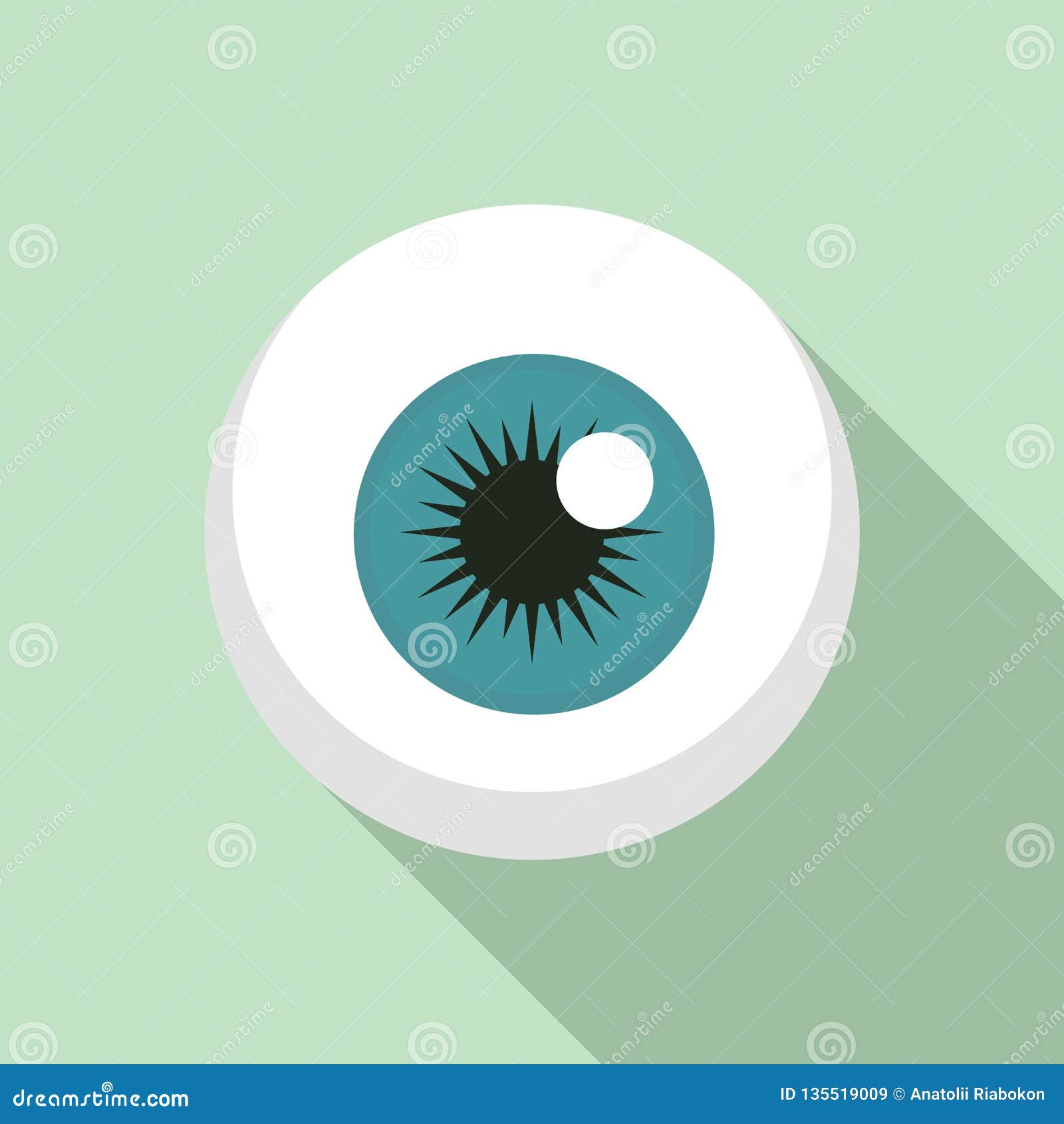 Eye ball icon, flat style stock vector. Illustration of ball - 135519009