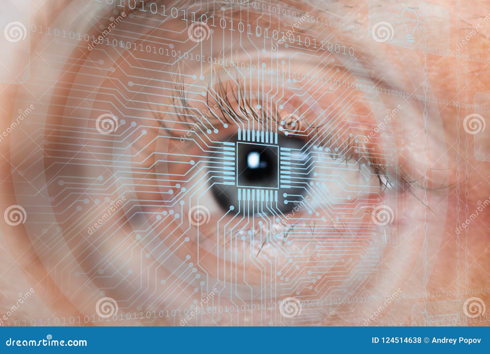 Eye with Binary Digits stock photo. Image of digital - 124514638