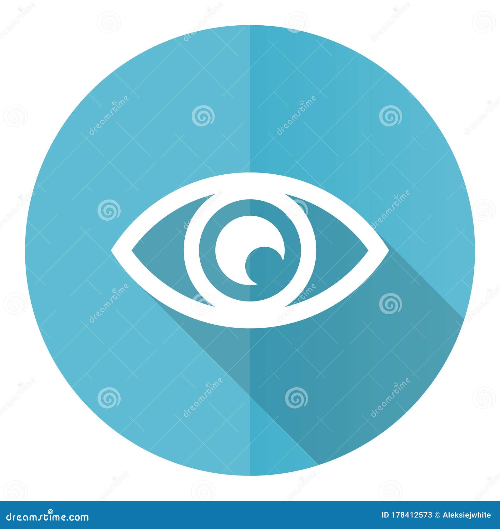 Eye Blue Round Flat Design Vector Icon Isolated on White Background ...