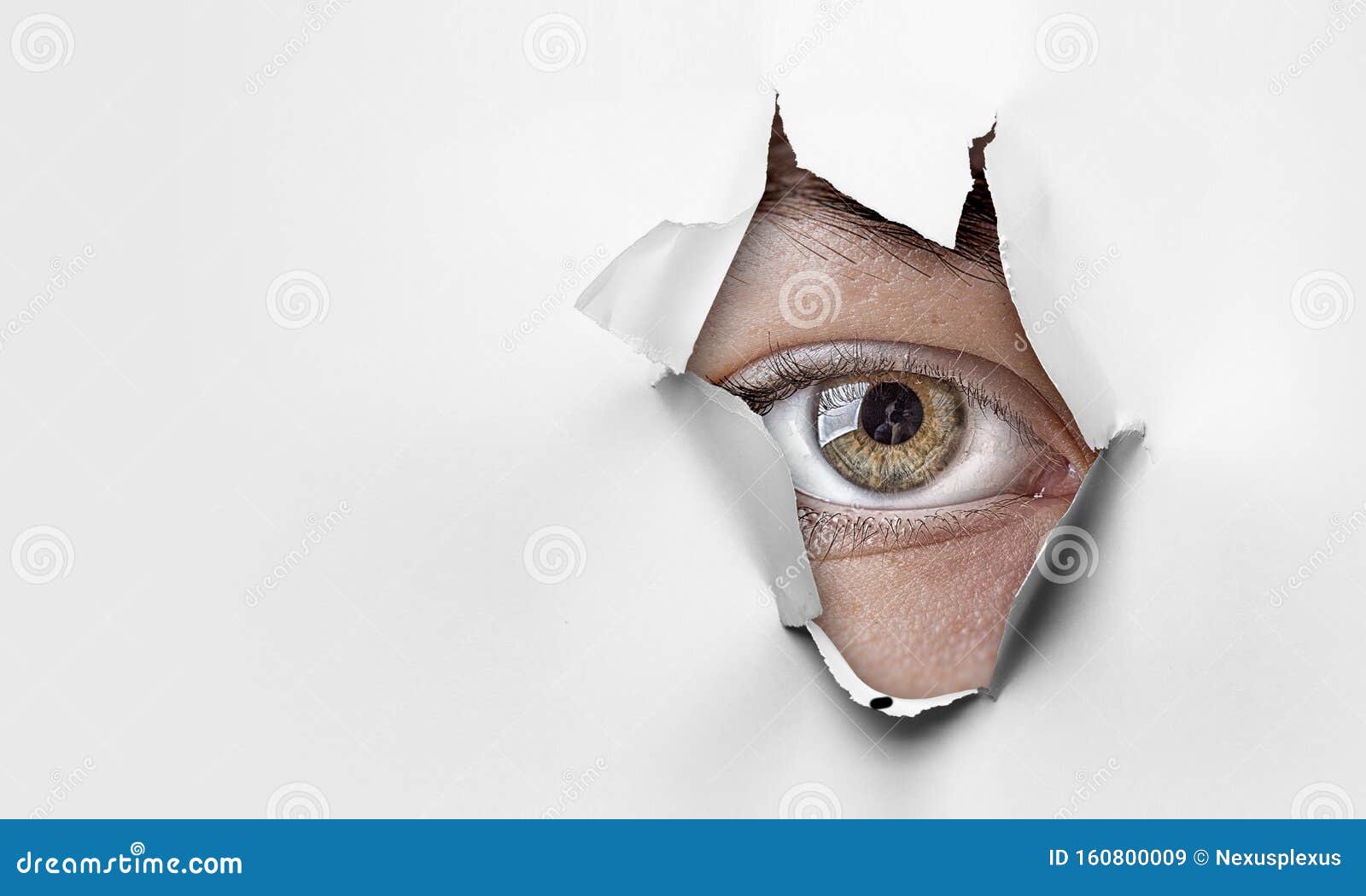 Eye in a Hole of Torn Paper Stock Image - Image of looking, open: 160800009