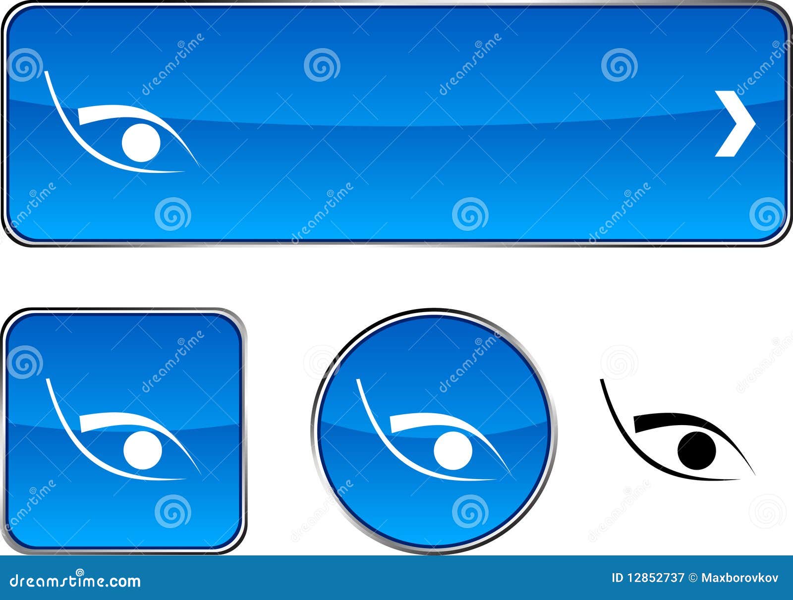 Eye button set. stock vector. Illustration of bright - 12852737