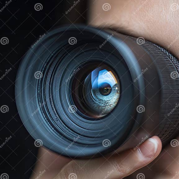 Eye in Camera Lens stock illustration. Illustration of pupil - 350184897