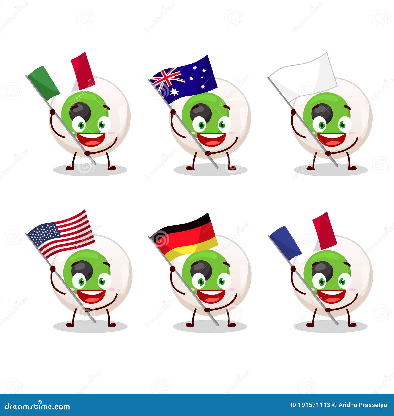 Eye Candy Cartoon Character Bring the Flags of Various Countries Stock ...
