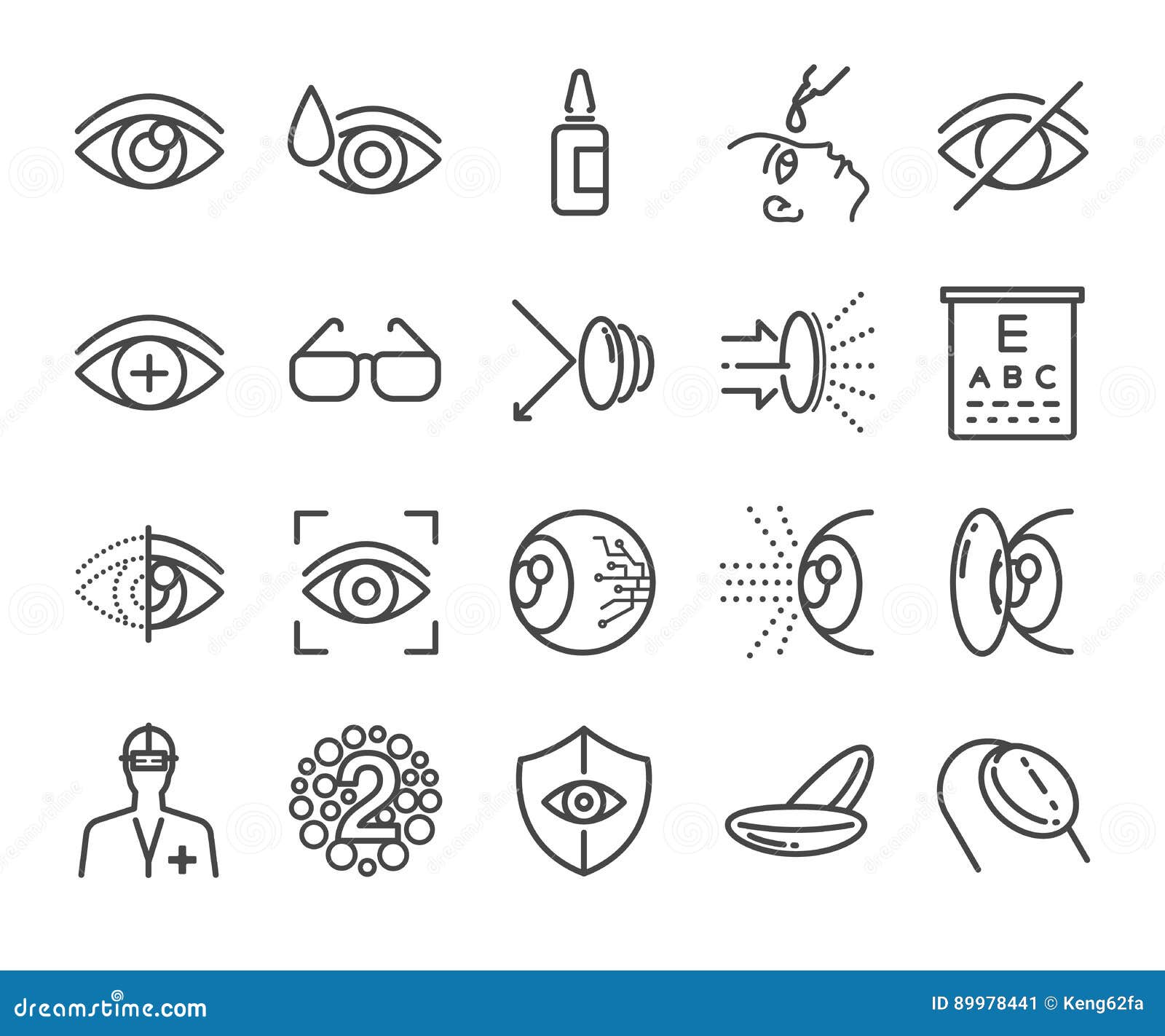 Eye Care and Optical Icons Set Stock Vector - Illustration of blind ...