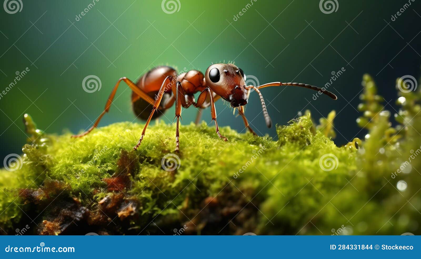 Eye-catching Ant in Front of Green Moss: a Comiccore Inspired Artwork ...