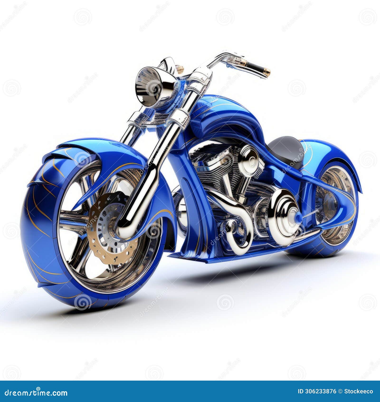 Eye-catching Blue Motorcycle with Chrome Wheels - Photorealistic 3d ...
