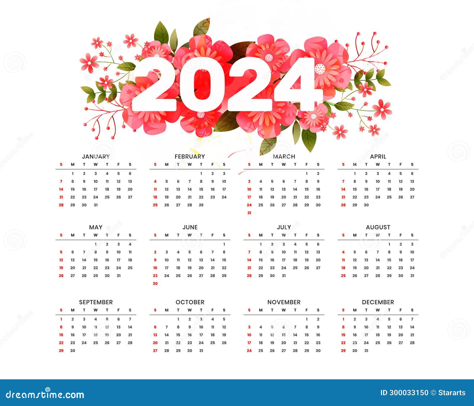 Eye Catching 2024 Event Planner Calendar Template with Floral ...