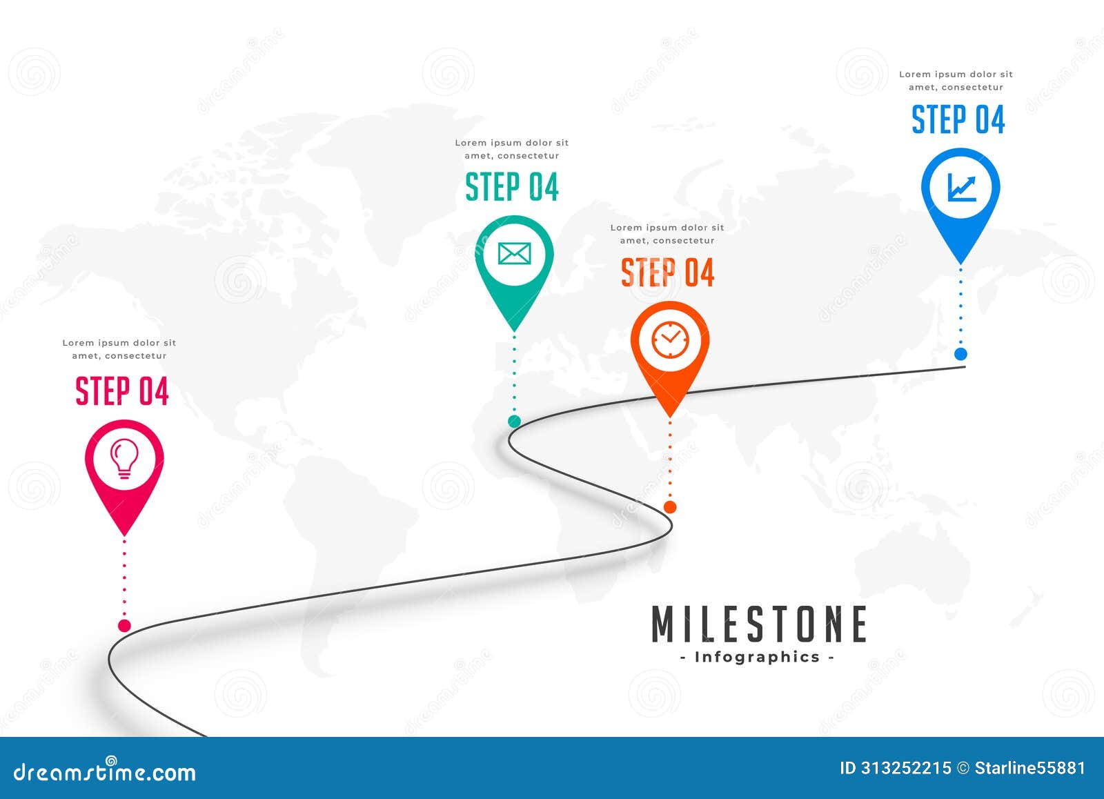 Eye-catching Four Step Infographic Milestone Template with Success Path ...