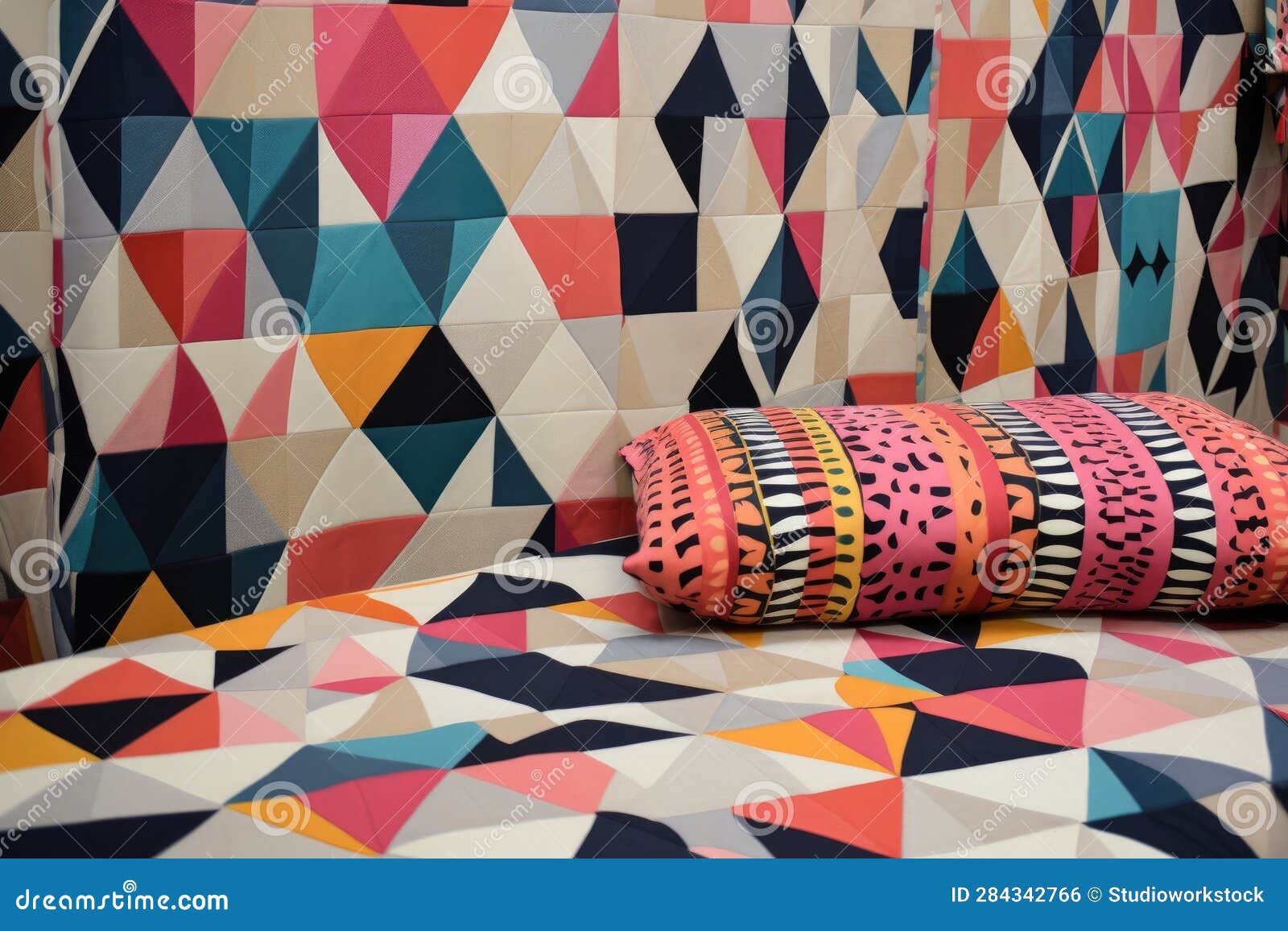 Eye-catching Geometric Patterns on Fabric Stock Illustration ...