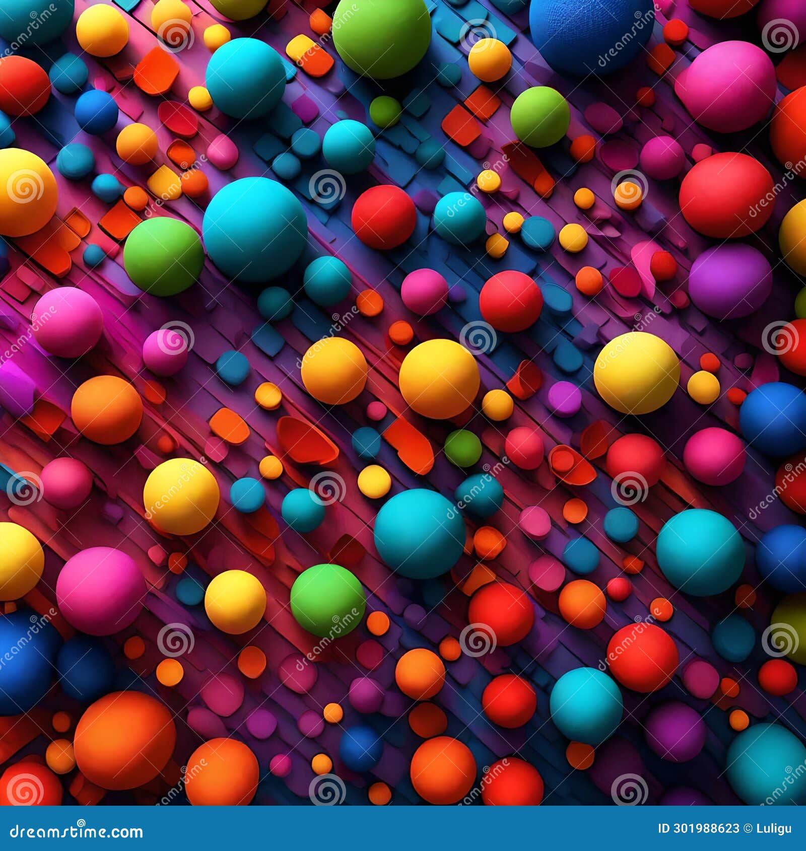 Colorful 3D Textured Spheres Background Stock Illustration ...