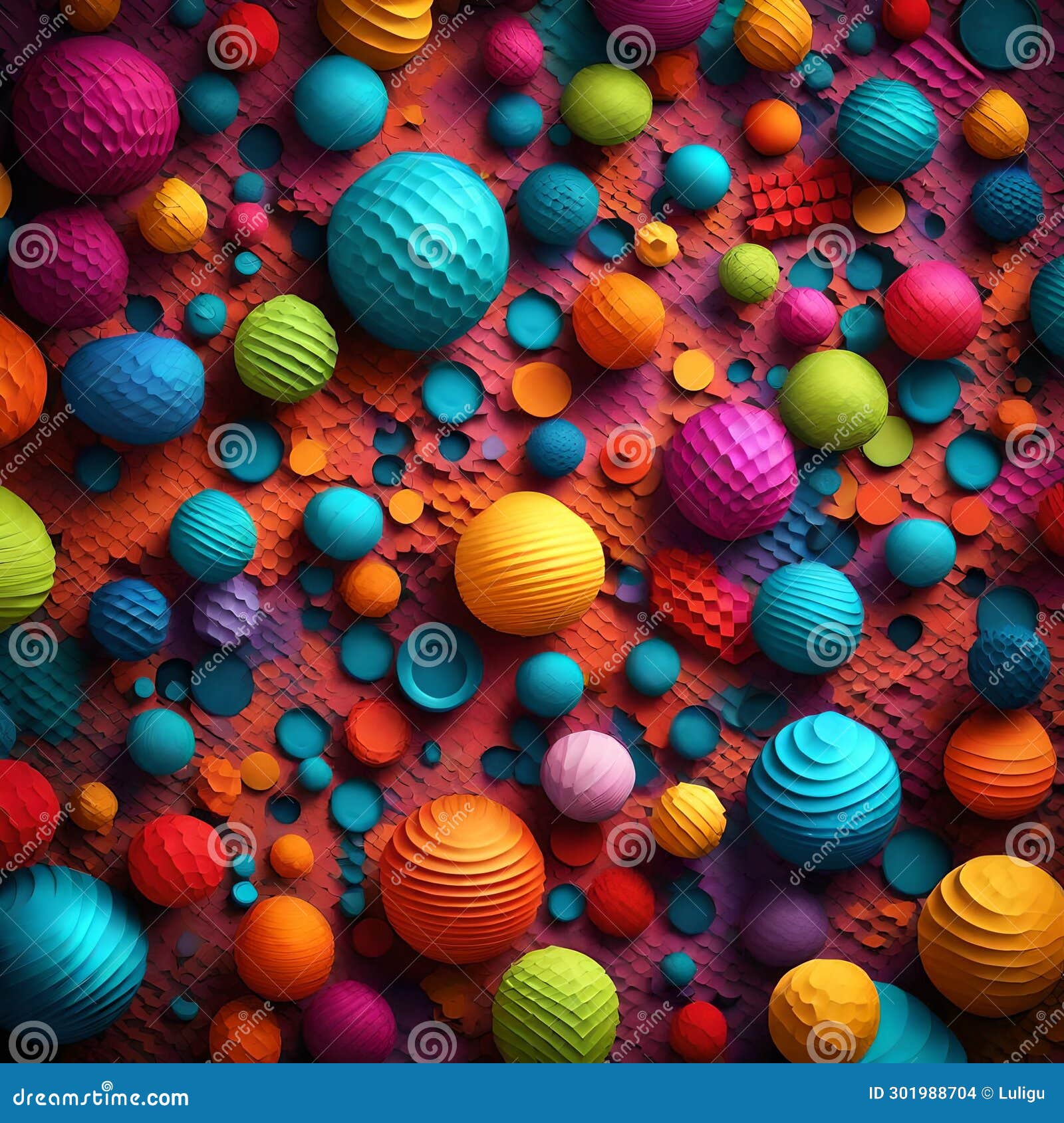 Colorful 3D Textured Spheres Background Stock Illustration ...
