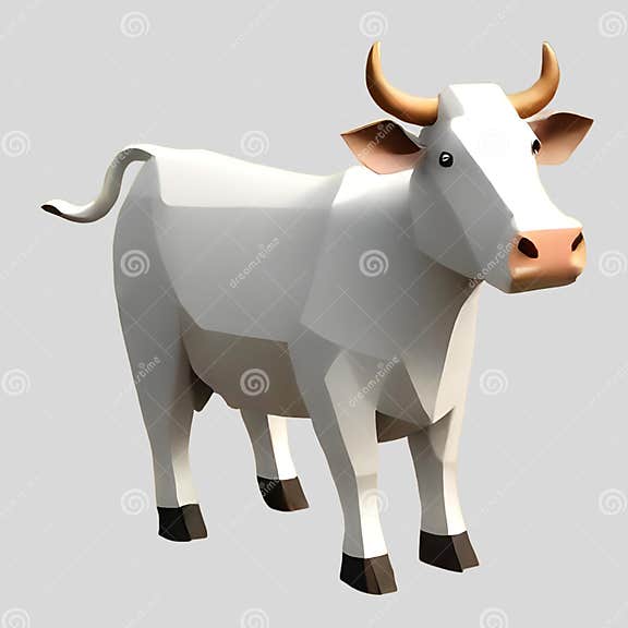 3d Low Poly Cow Model. Generative AI Stock Image - Illustration of ...