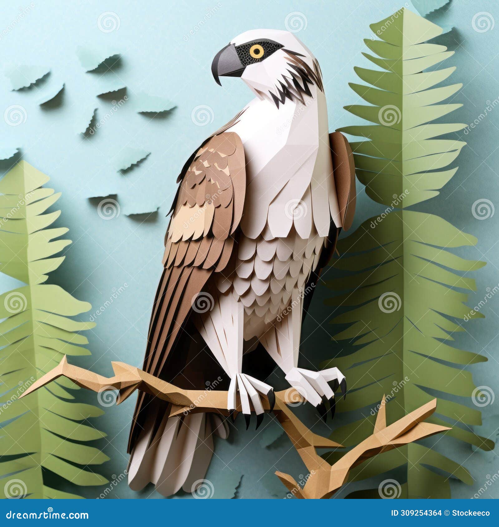 Eye-catching Osprey Paper Craft with Polygon Design Stock Illustration ...