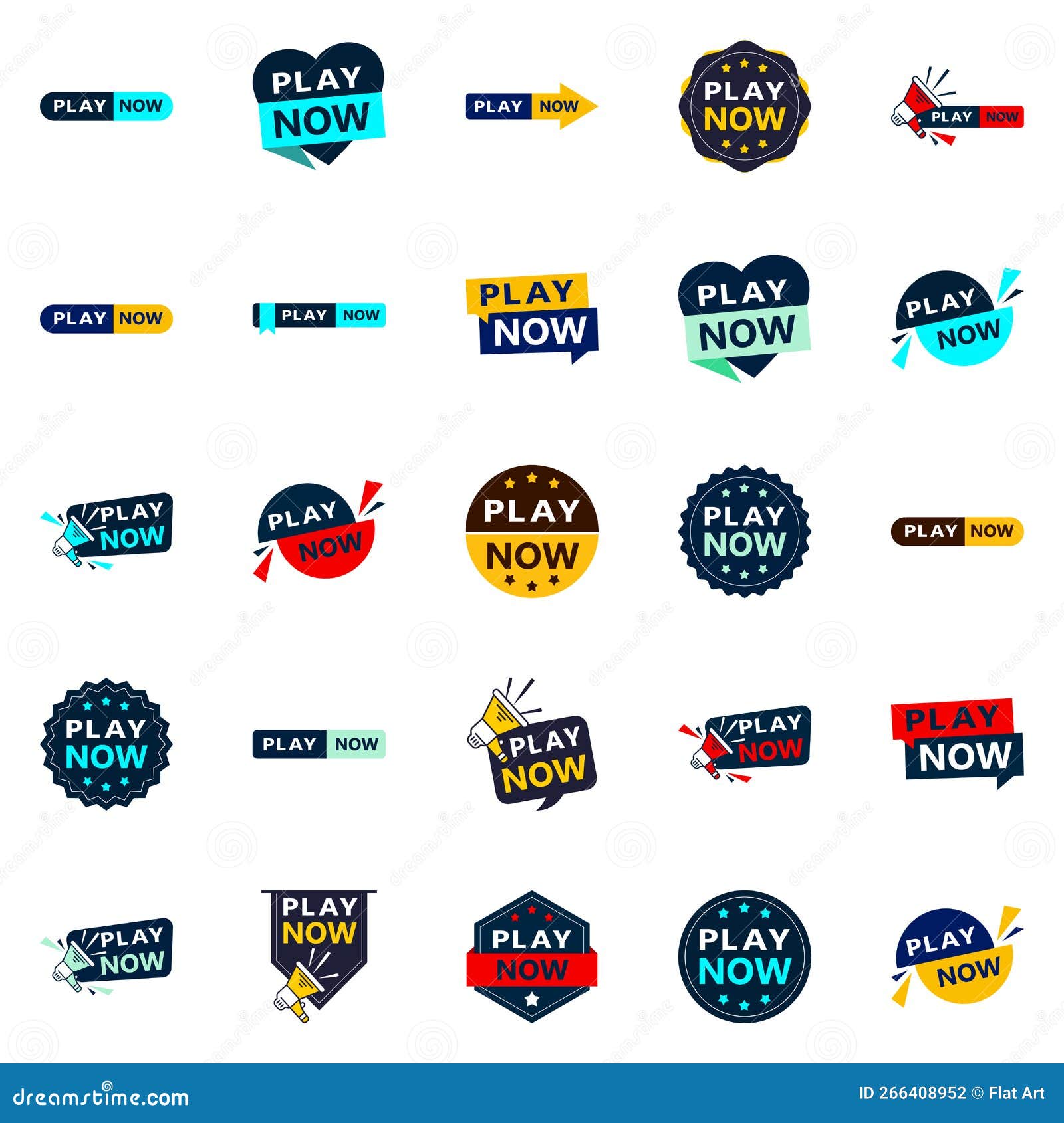 25 Eye-Catching Play Now Banners in a Variety of Styles Stock Vector ...