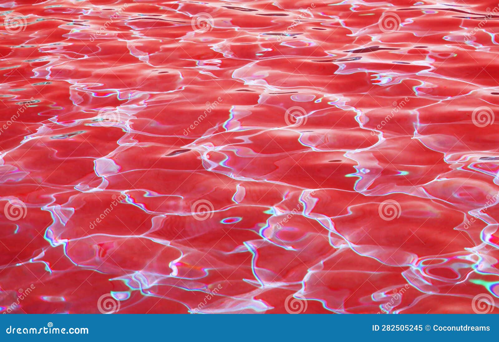 Surreal Pop Art of Red Colored Water Surface Reflecting with Sunlight ...