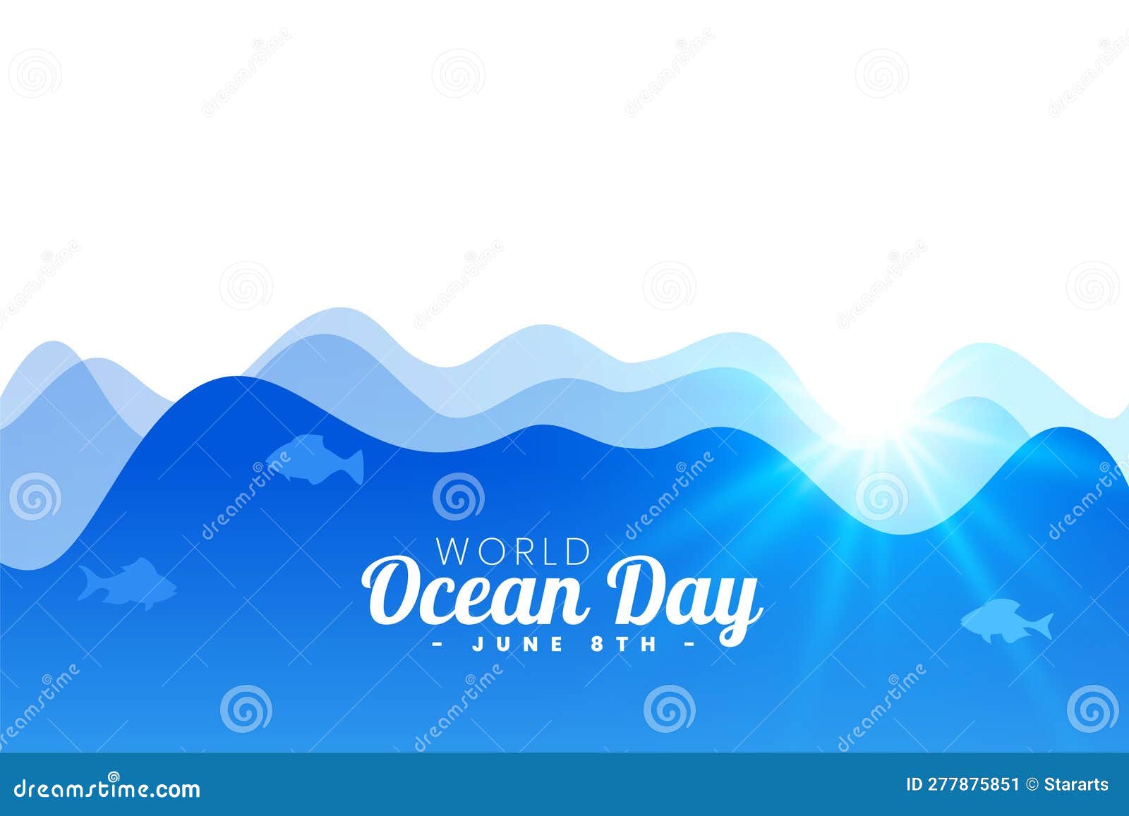 Eye Catching World Ocean Day Background with Sun Light Effect Stock ...