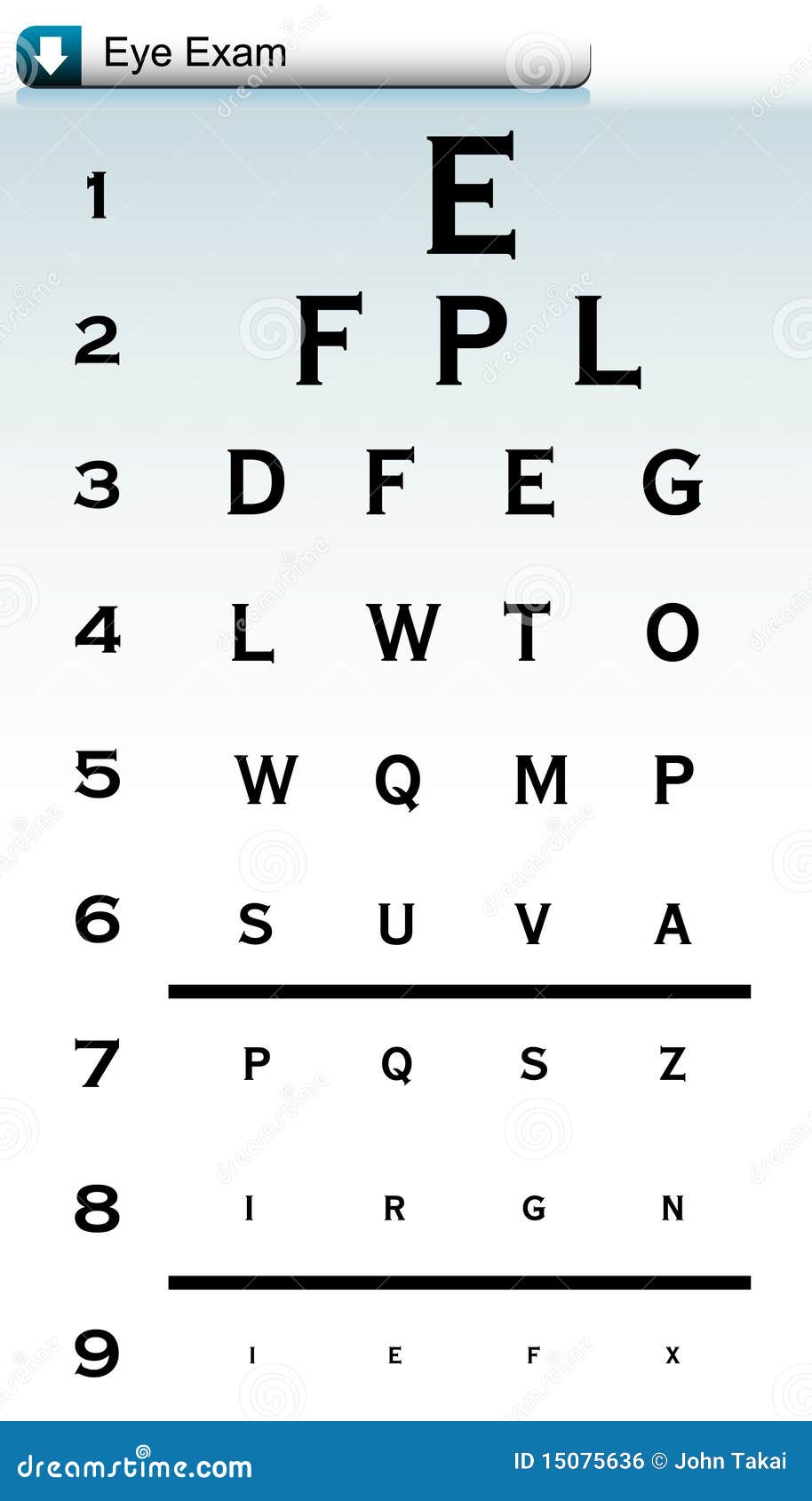 Eye Chart stock vector. Illustration of exam, vector - 15075636