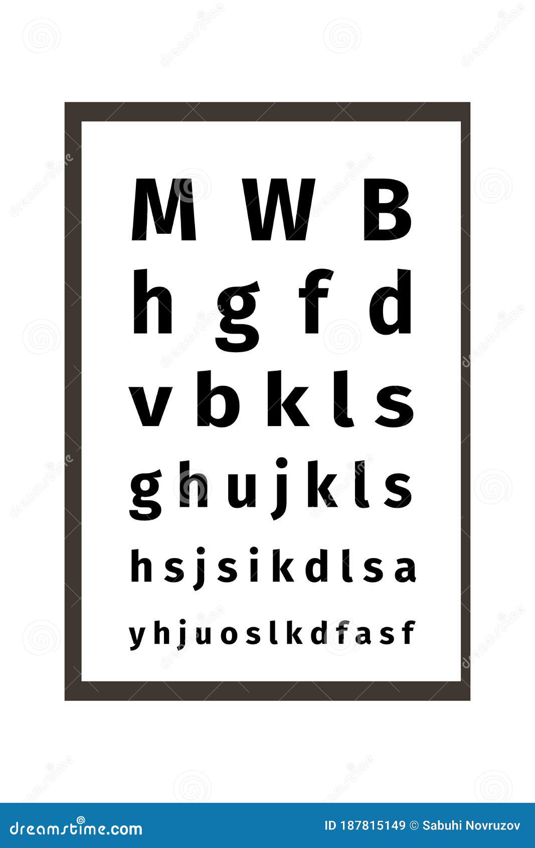 An Eye Chart Vector Illustration On White Background. Ophthalmic Table ...