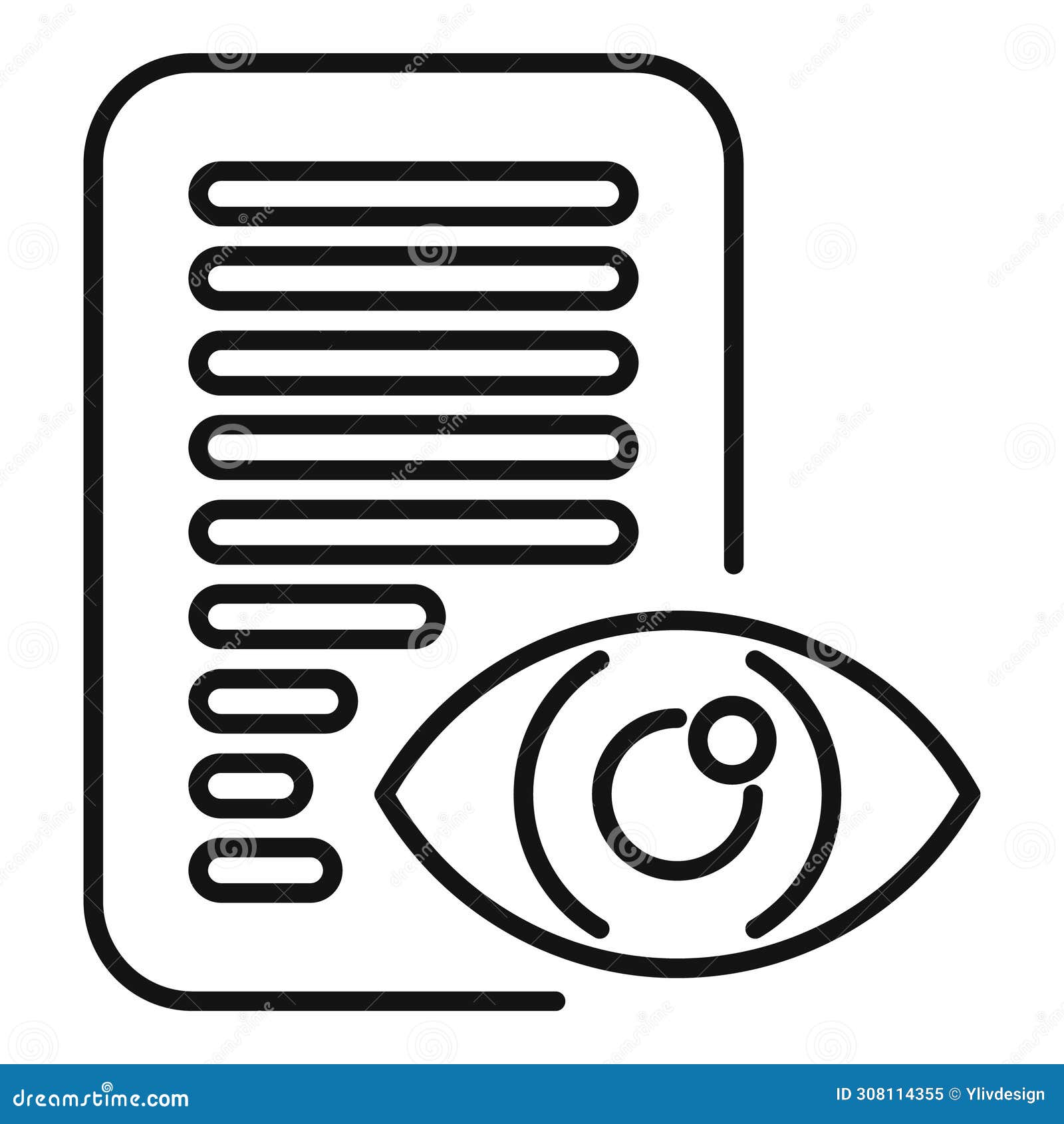 Eye Check Document Icon Outline Vector. Scan Signature Stock Vector ...