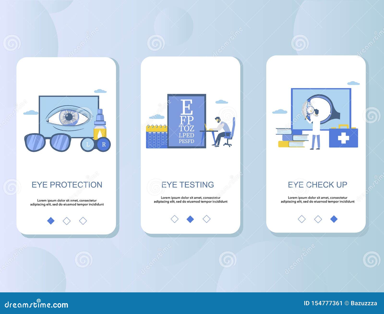 Eye Check Up Mobile App Onboarding Screens Vector Template Stock Vector ...