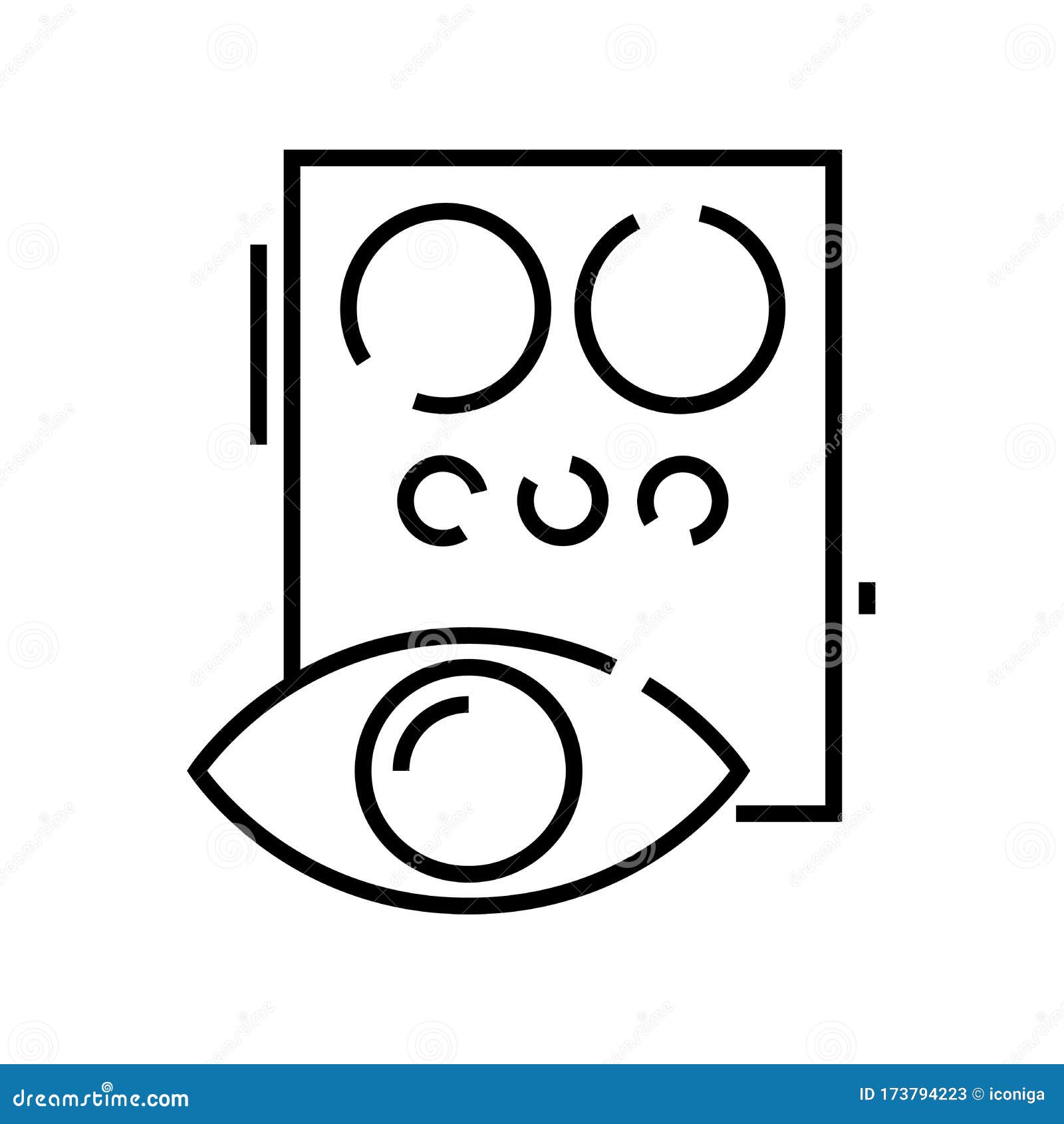 Eye Checking Line Icon, Concept Sign, Outline Vector Illustration ...