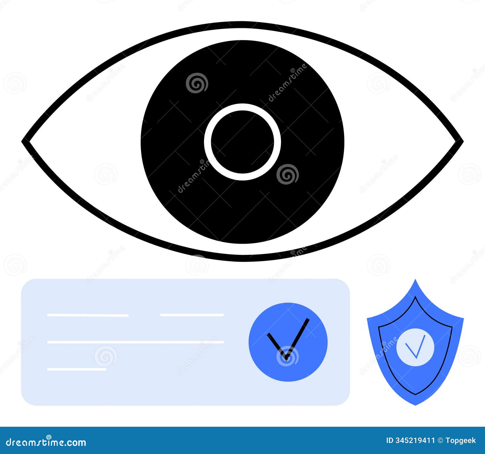 Eye with Checkmark and Shield Representing Security and Verification ...