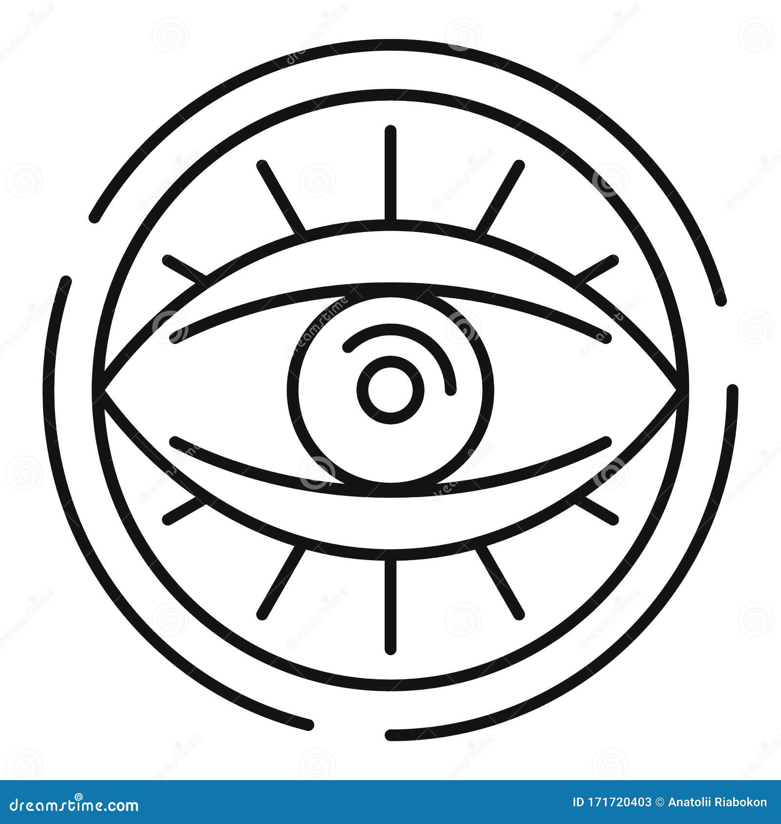 Eye in Circle Icon, Outline Style Stock Vector - Illustration of line ...