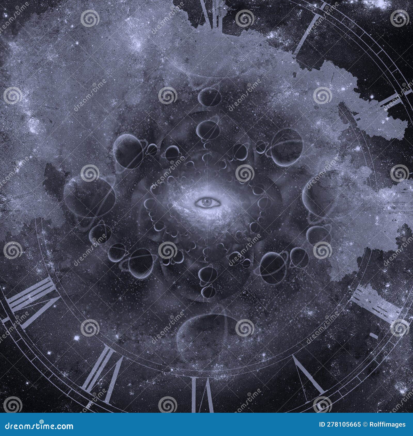 Eye and clock face stock image. Image of cosmos, infinity - 278105665