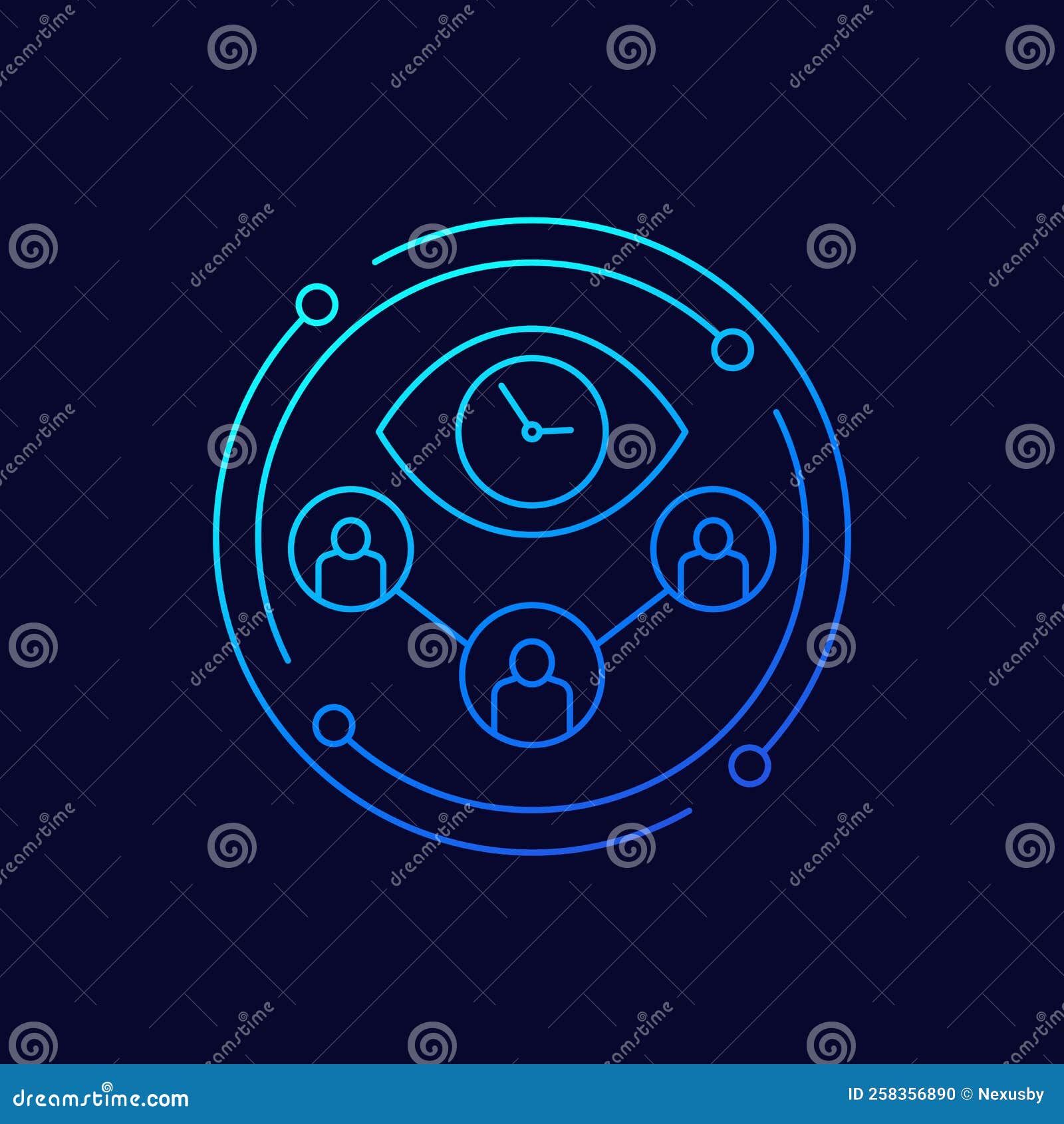 Eye and Clock, Time Tracking Line Vector Icon Stock Vector ...