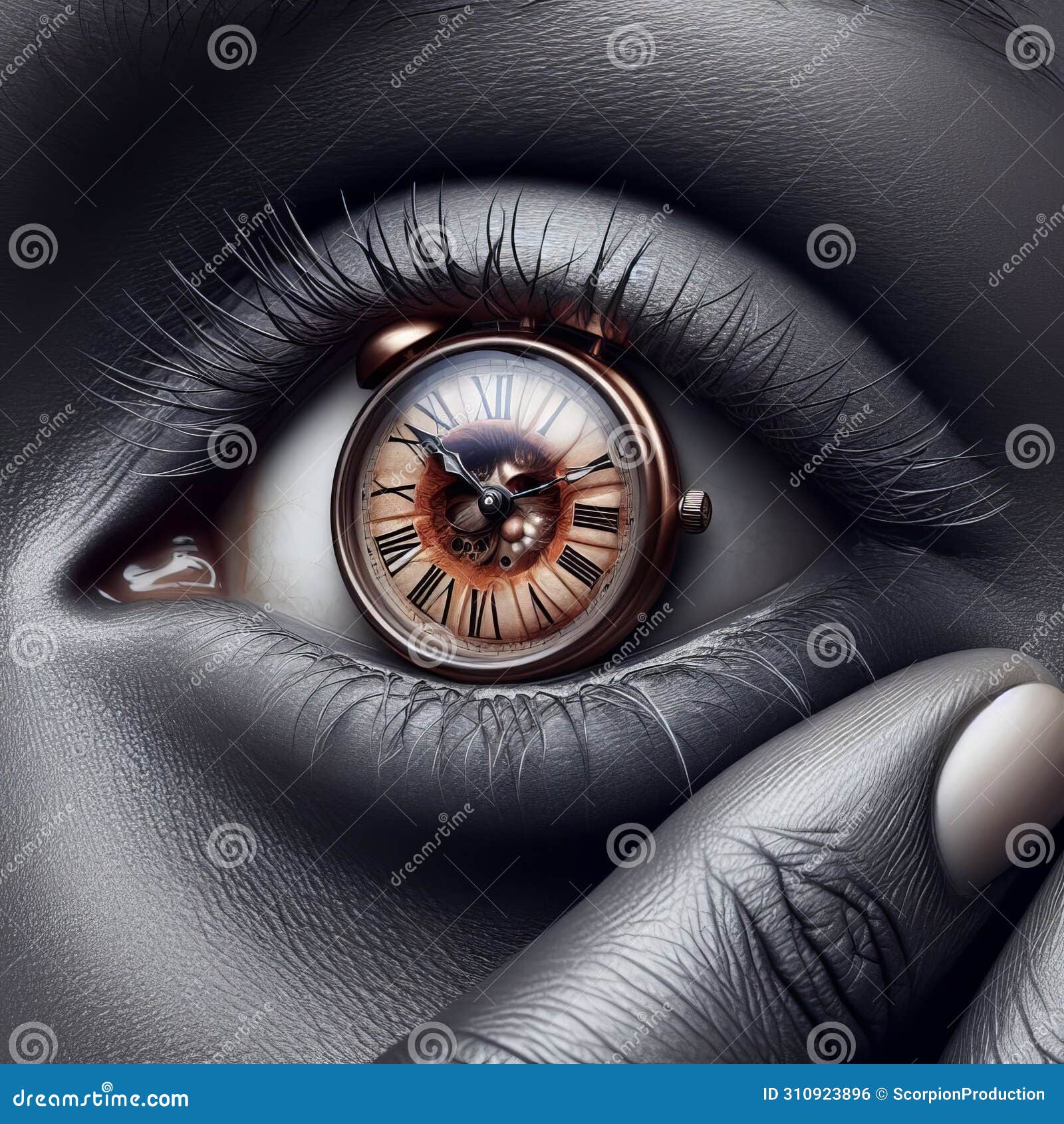Eye with Clockwork Detail stock photo. Image of human - 310923896