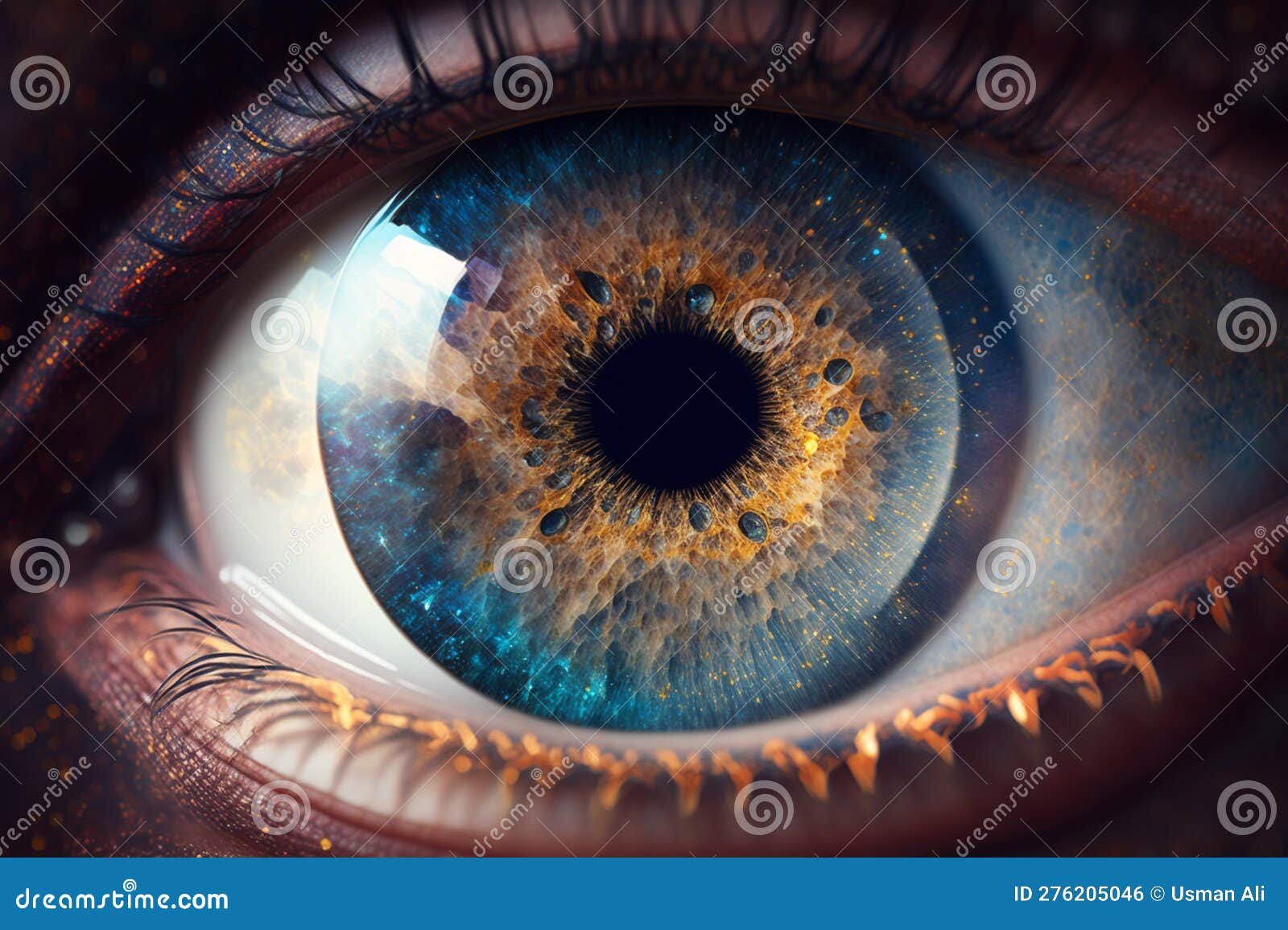 A Eye Close-up Featuring a Galaxy As the Iris. AI Stock Illustration ...