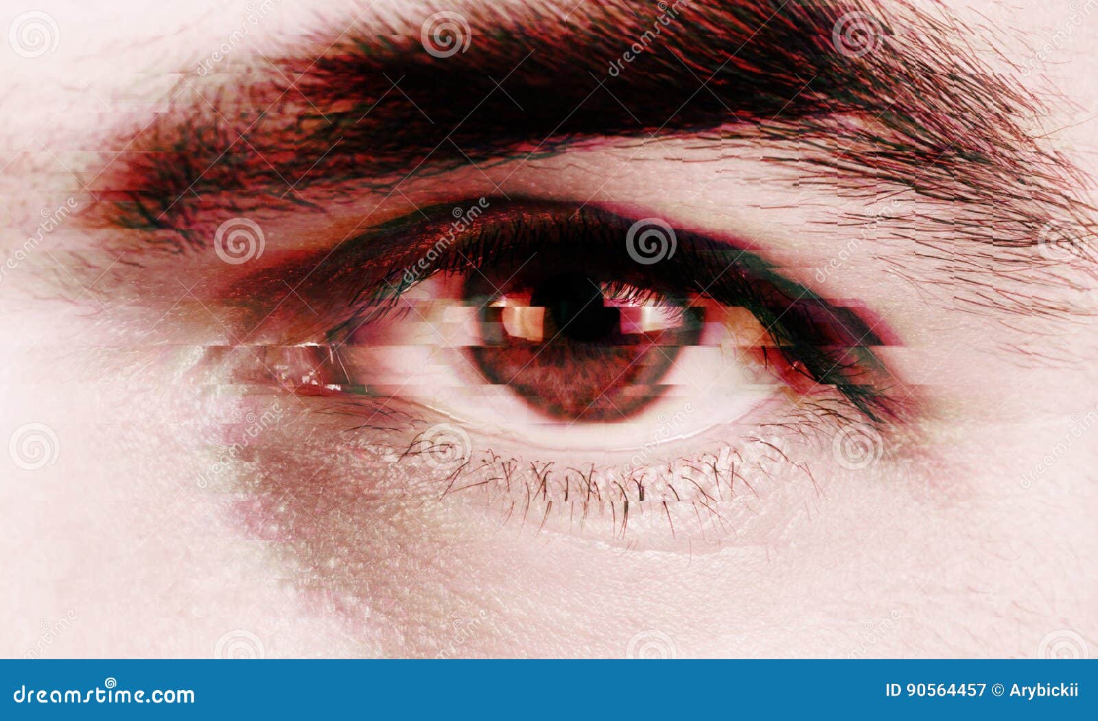 Eye Close Up with Glitch Effect Stock Image - Image of pixel, white ...