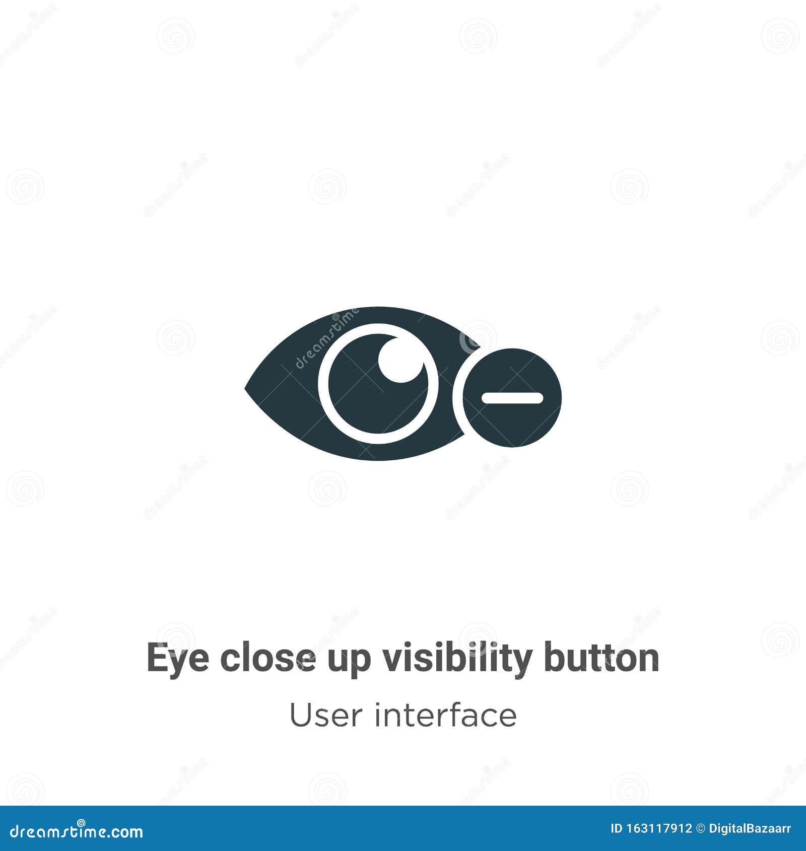 Eye Close Up Visibility Button Vector Icon on White Background. Flat ...