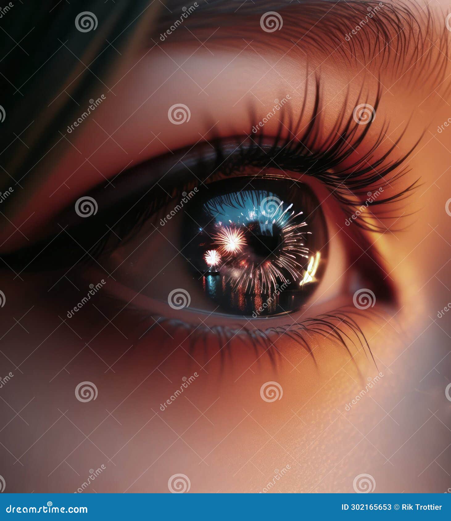 Eye Closeup Viewing Fireworks Stock Illustration - Illustration of ...