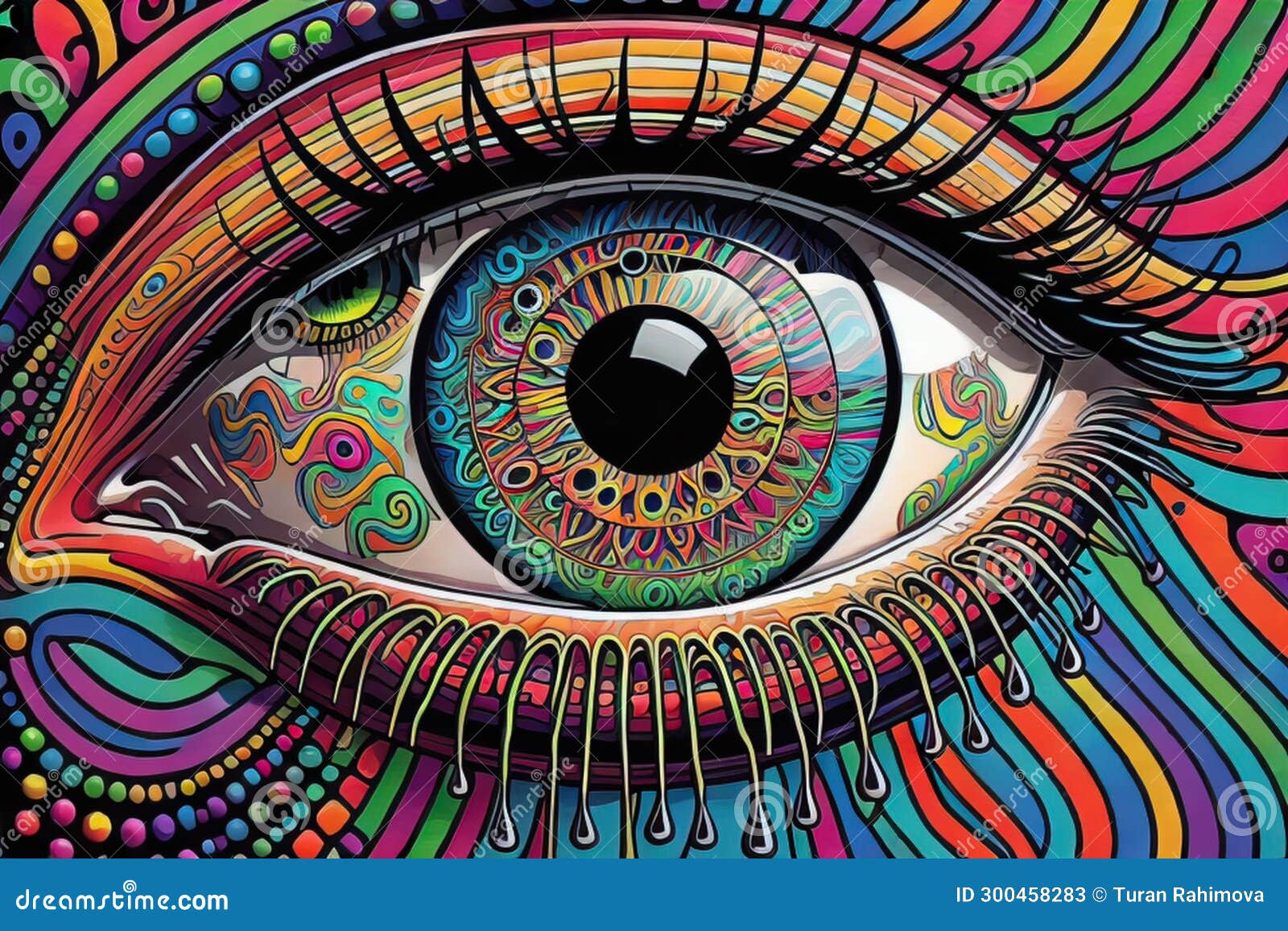 Eye with Colorful Pattern. Psychedelic Eye Design. Vector Illustration Stock Image - Image of ...