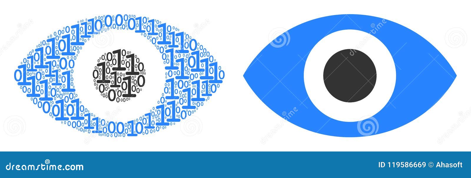 Eye Collage of Binary Digits Stock Vector - Illustration of combined ...