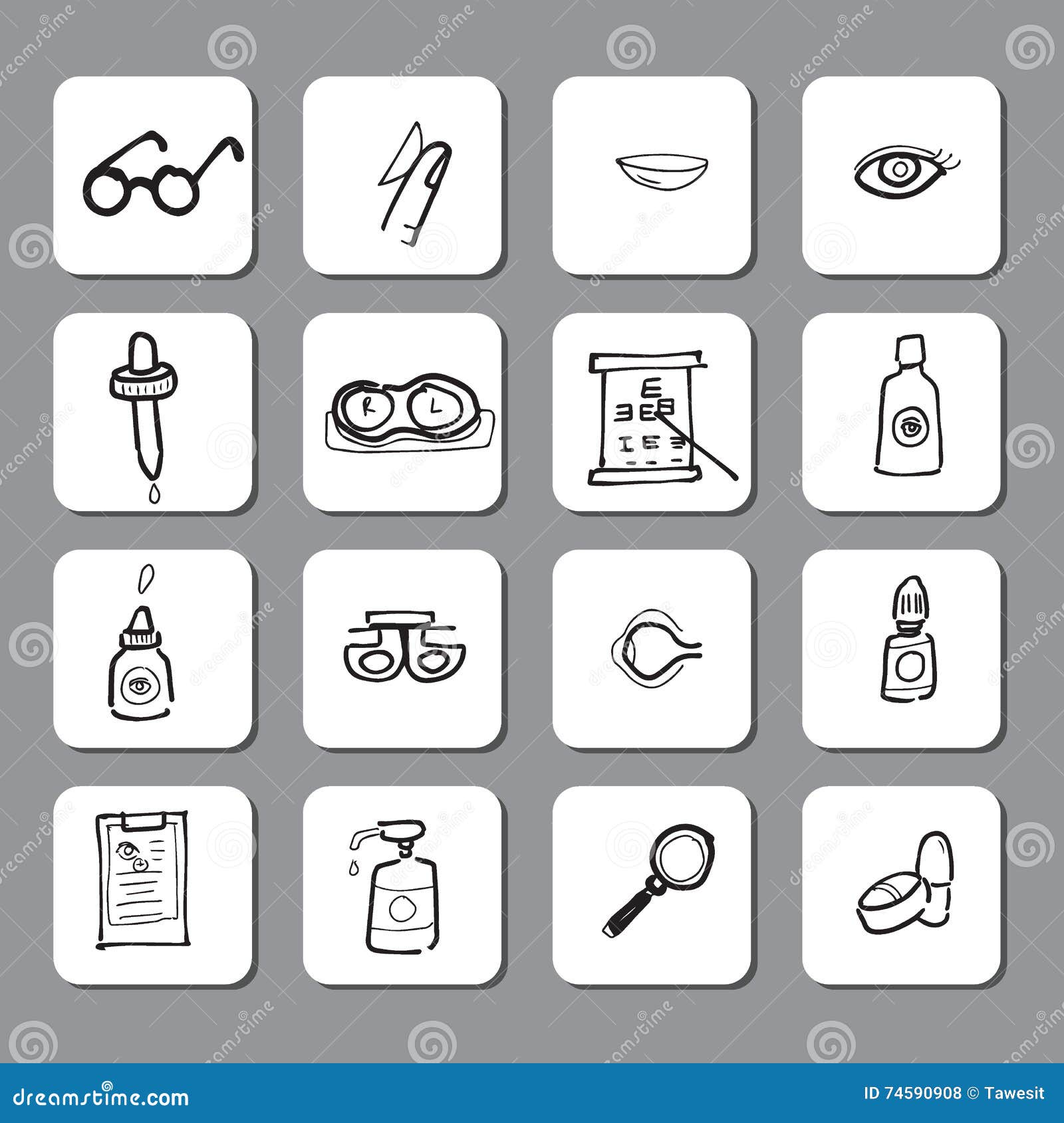 Eye and Contact Lens Icons Set 1 Stock Illustration - Illustration of ...