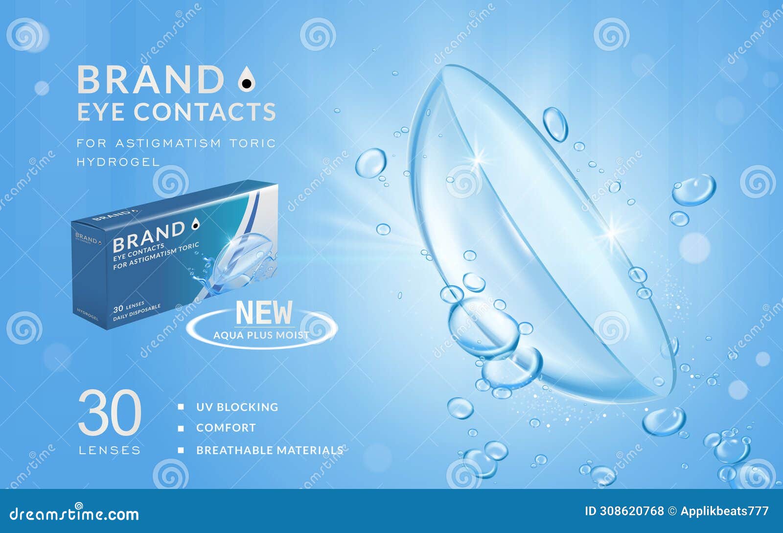 Eye contacts ads template stock vector. Illustration of lens - 308620768