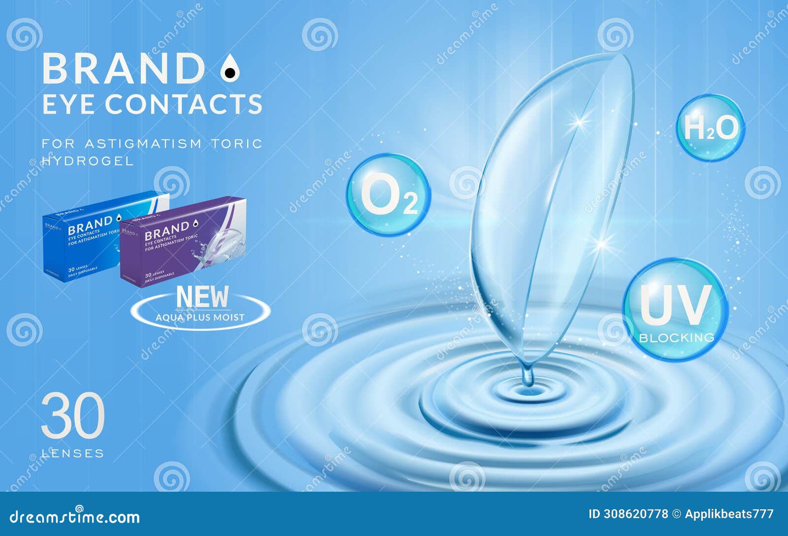 Eye contacts ads template stock vector. Illustration of contact - 308620778