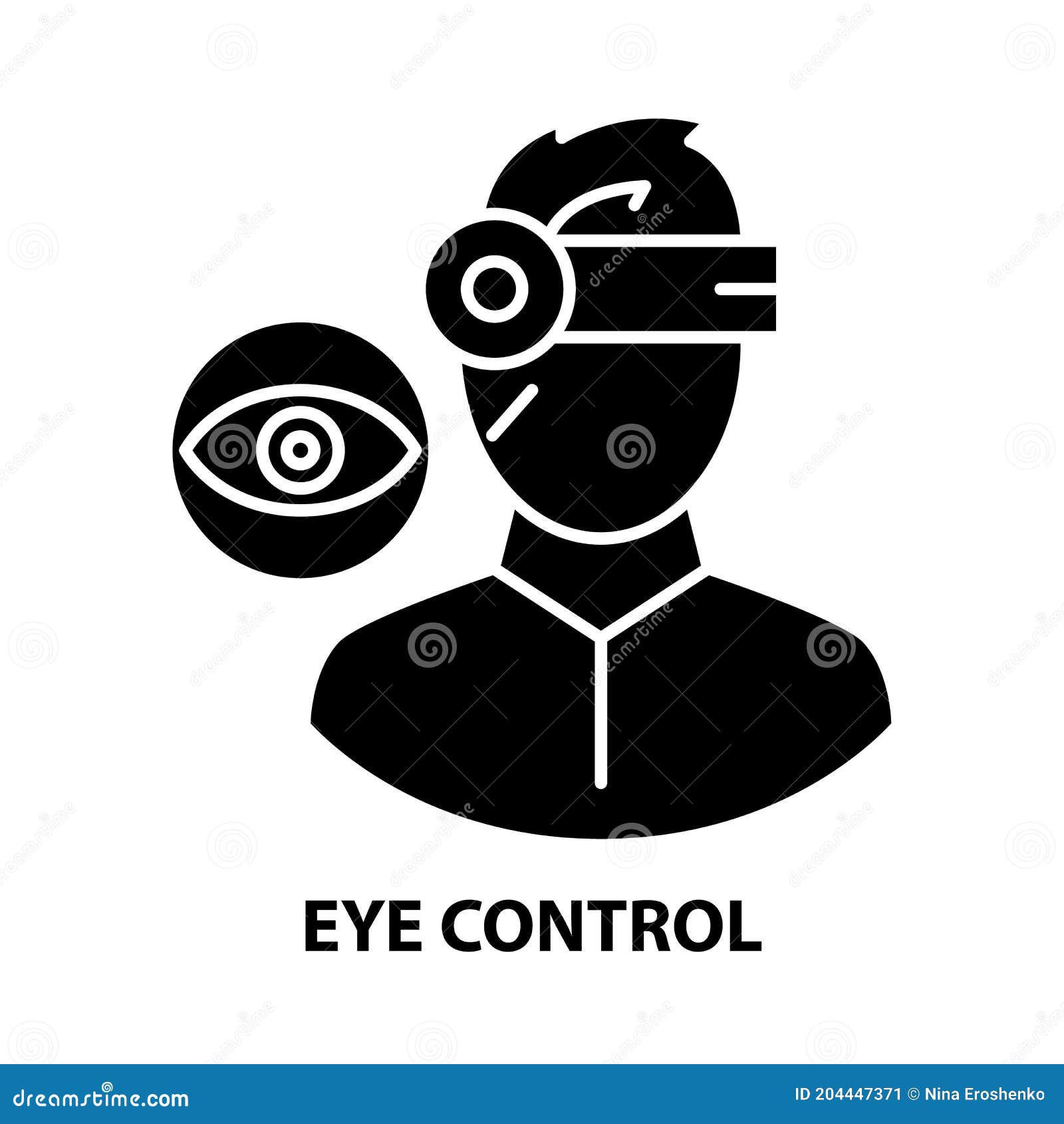 Eye Control Icon, Black Vector Sign with Editable Strokes, Concept ...
