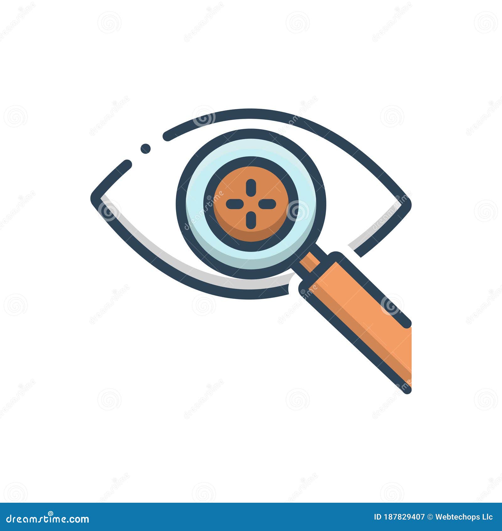 Color Illustration Icon for Eye Detect, Magnifying and Retina Stock ...