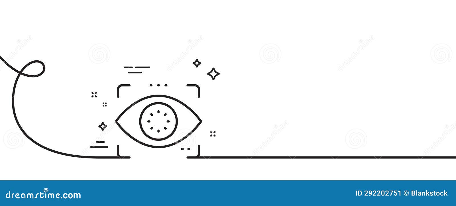 Eye Detect Line Icon Retina Scan Sign Continuous Line With Curl Vector