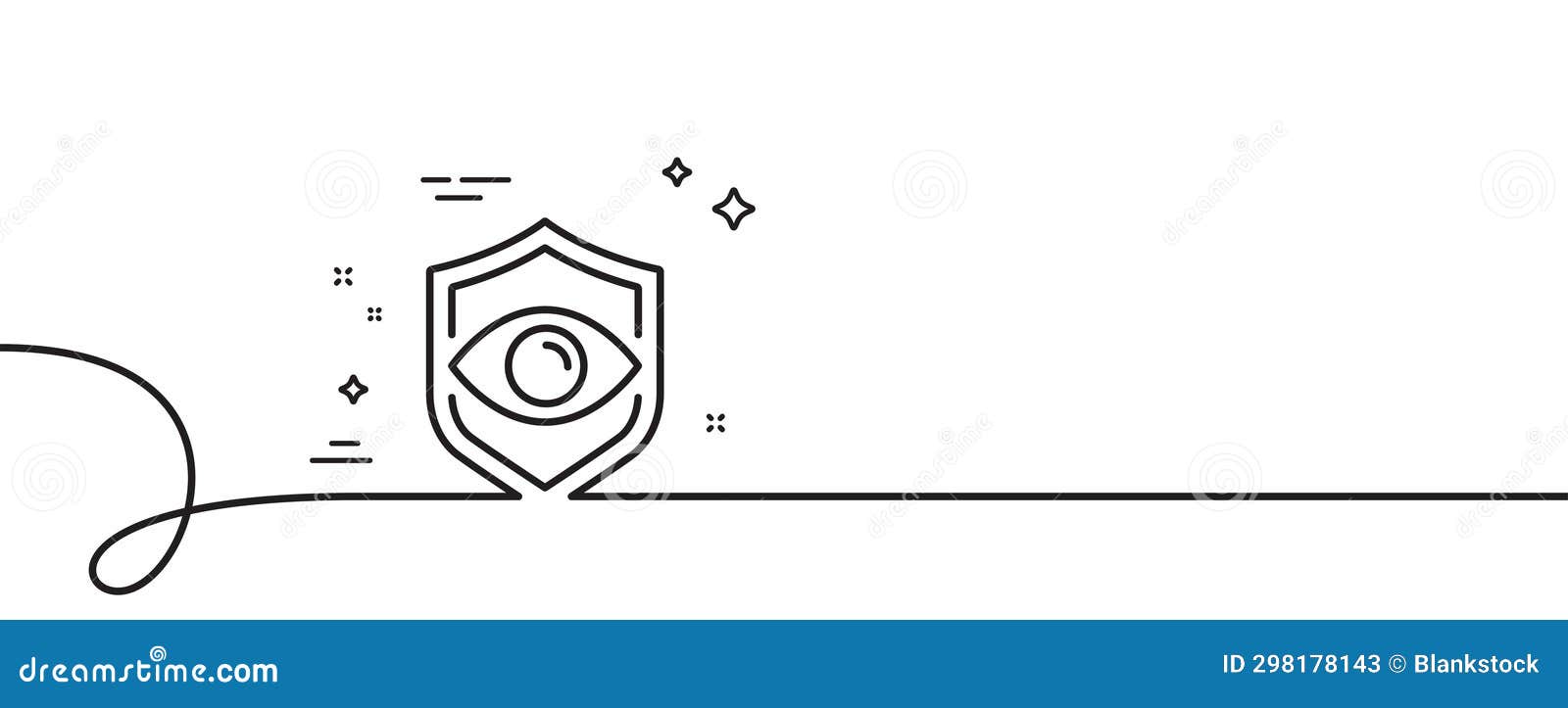 Eye Detect Line Icon. Retina Scan Sign. Continuous Line with Curl. Vector Stock Illustration ...