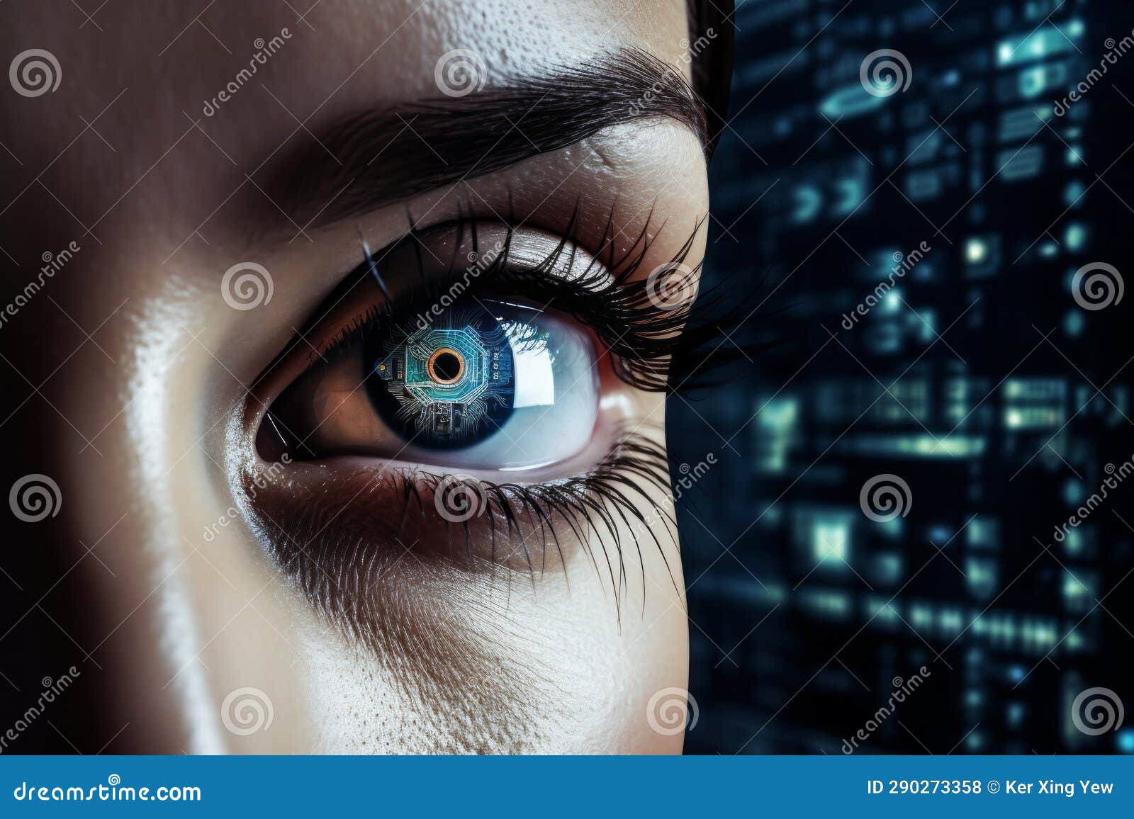 Eye with Digital Data Reflection Stock Illustration - Illustration of ...