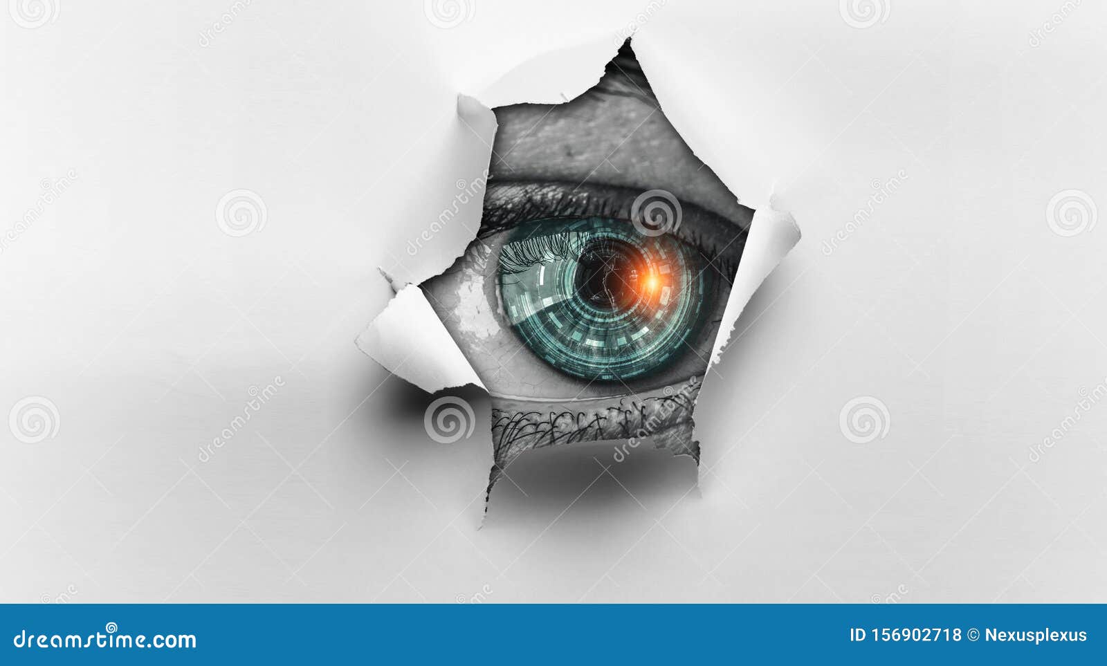 Eye in a Hole of Torn Paper Stock Photo - Image of ripped, torn: 156902718