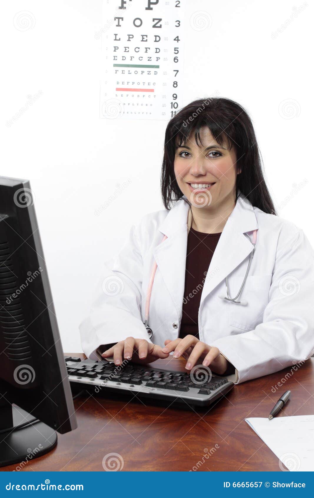 Eye doctor at computer stock image. Image of healthcare - 6665657