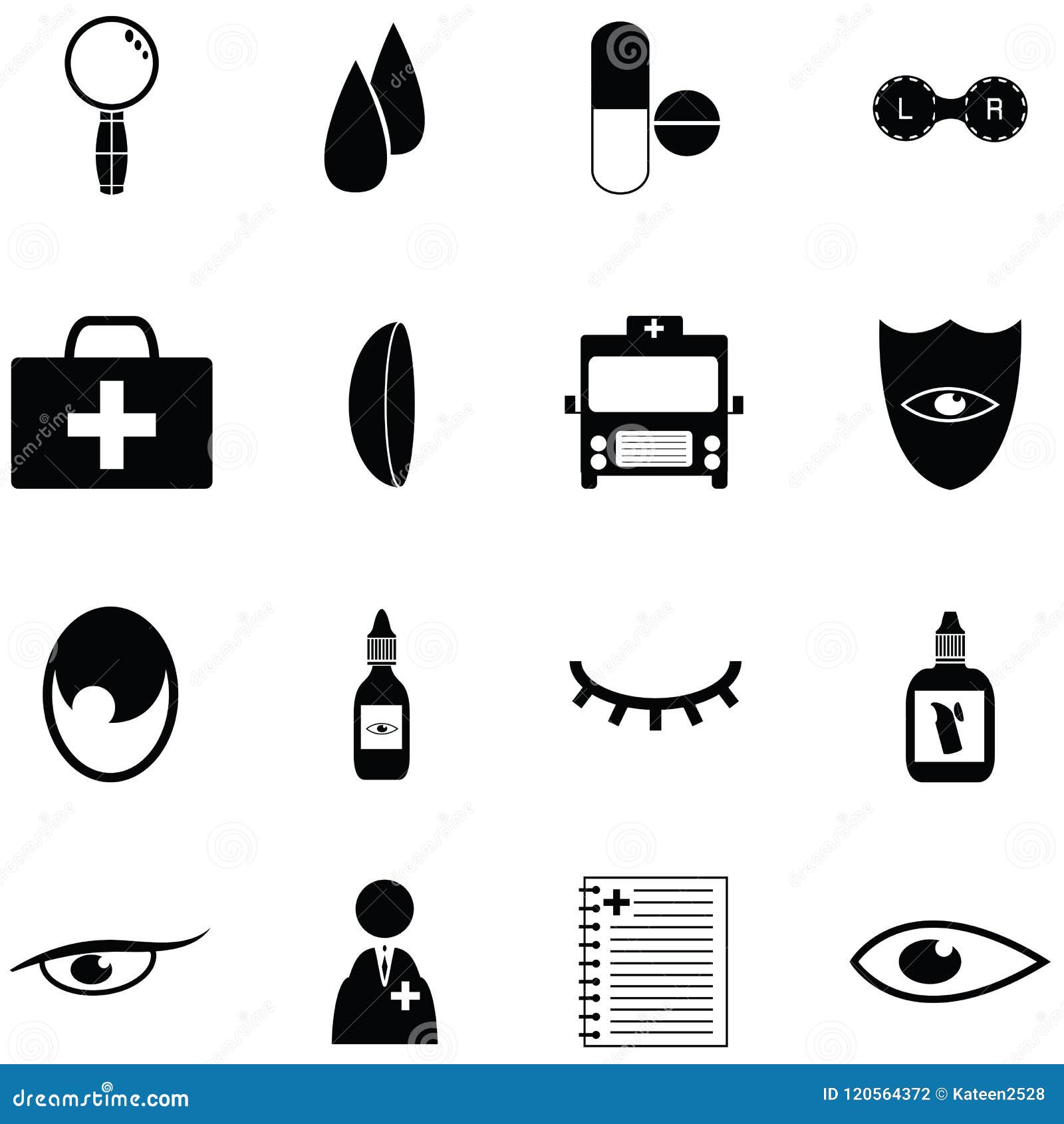 Eye doctor icon set stock vector. Illustration of medicine - 120564372