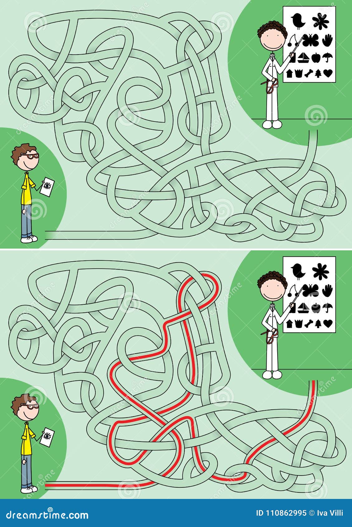 Eye doctor maze stock vector. Illustration of puzzle - 110862995