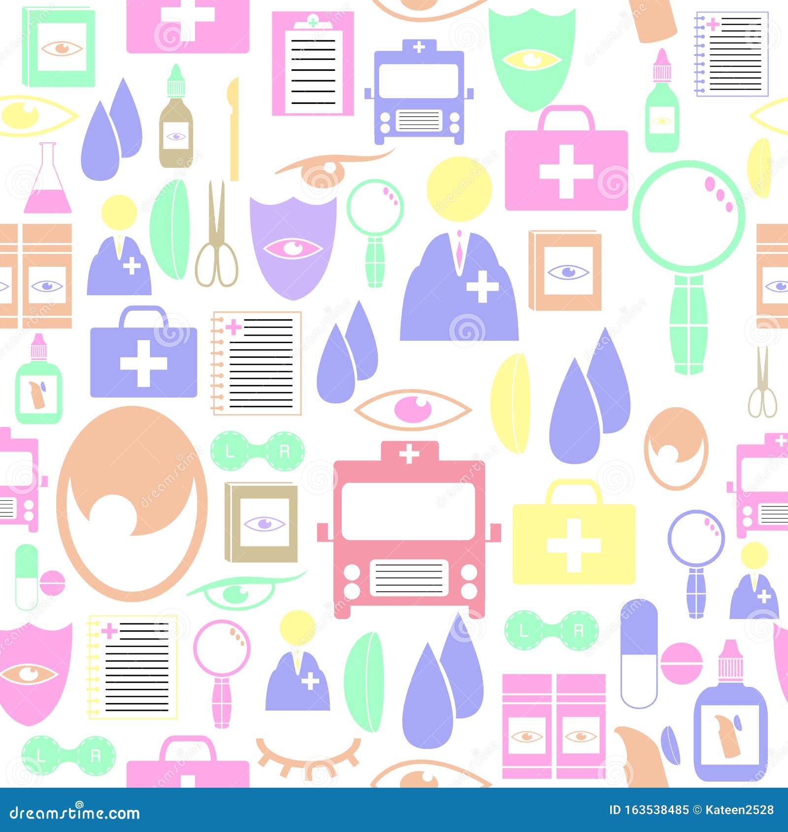 Eye Doctor Seamless Pattern Background Icon Stock Vector - Illustration ...